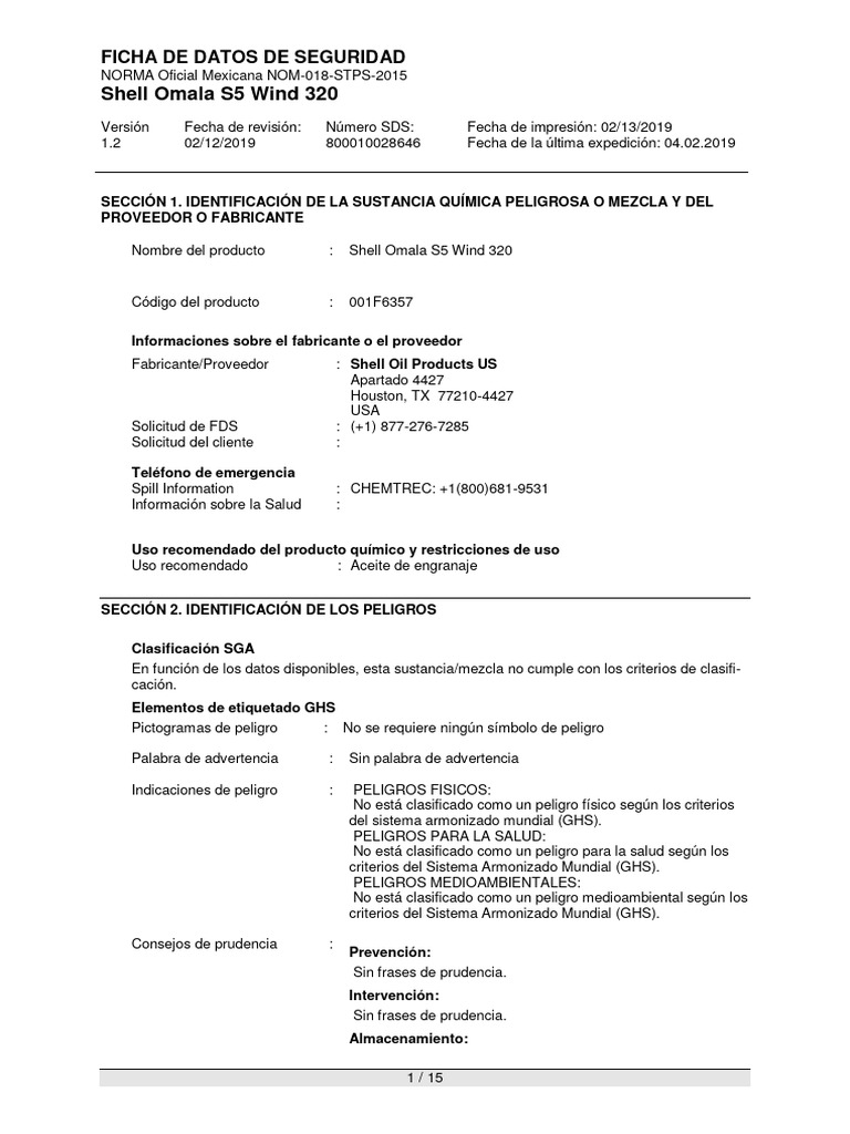 44 MSDS Shell-Omala-S5-WIND-320 (Español) | Descargar gratis PDF ...