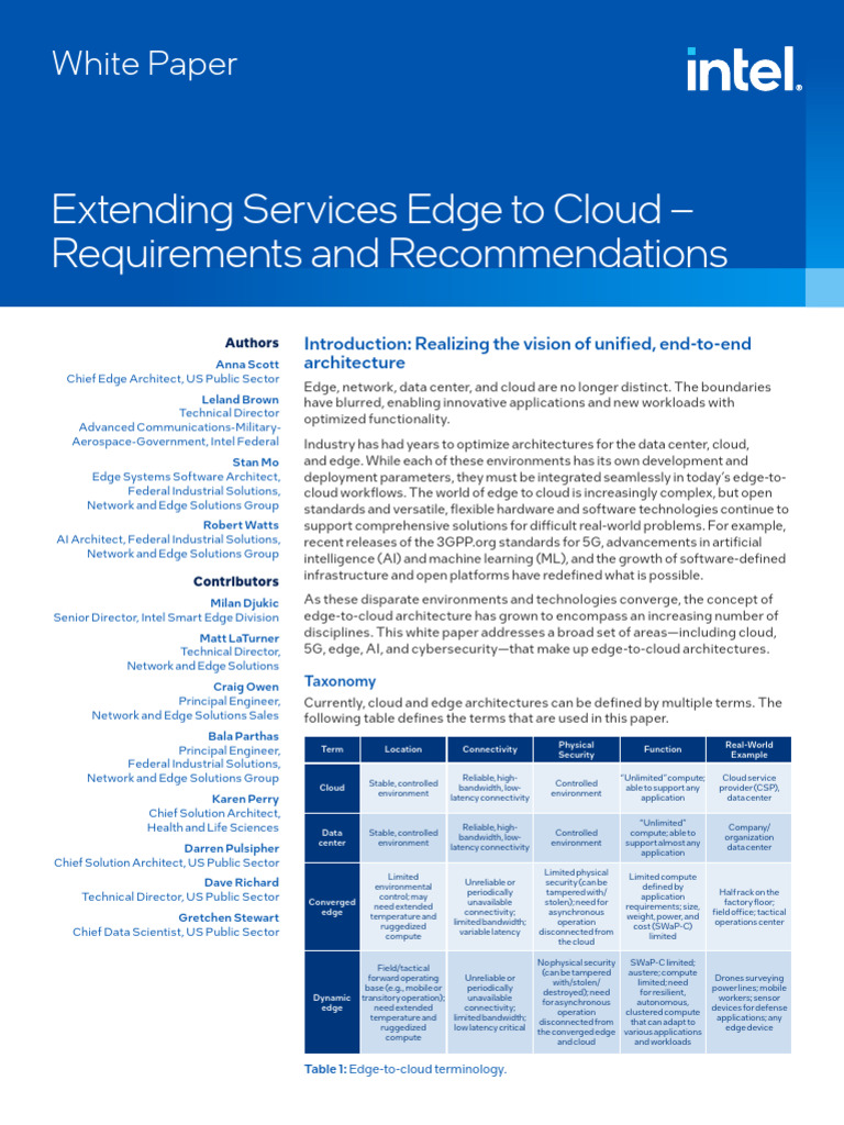 Edge To Cloud White Paper | PDF | Cloud Computing | Computer Network