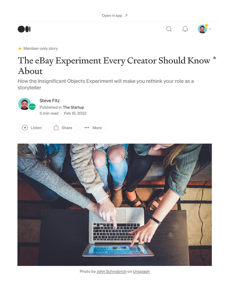 The Storytelling E-Bay Experiment Every Creator Should Know About - Medium - The Startup | PDF ...