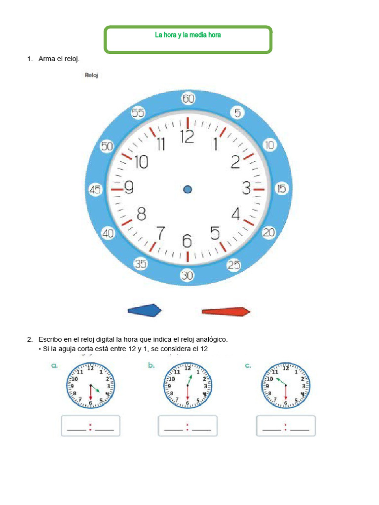 Fichas para Armar Reloj | PDF | Métodos y materiales de enseñanza