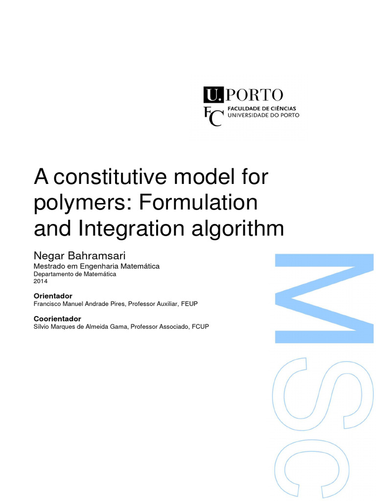A Constitutive Model For Polymers Formulation And Integration Algorithm Pdf Stress