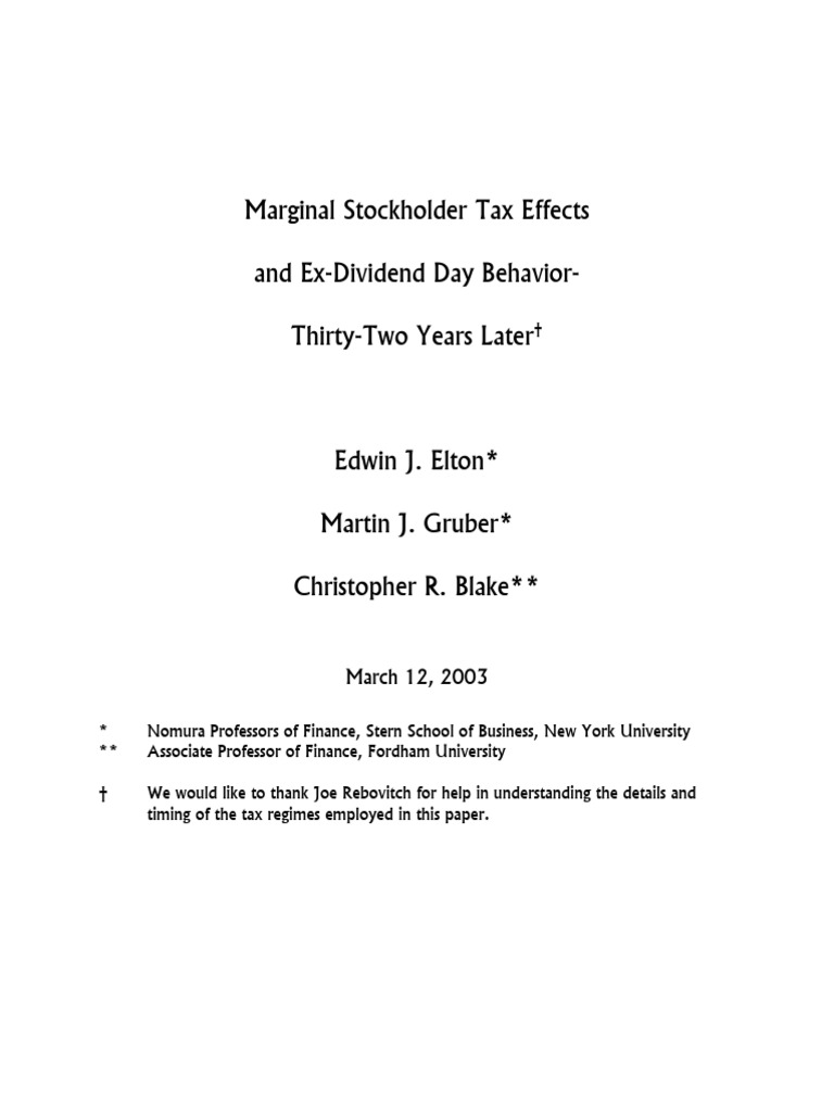 Elton and Gruber | PDF | Dividend | Capital Gains Tax