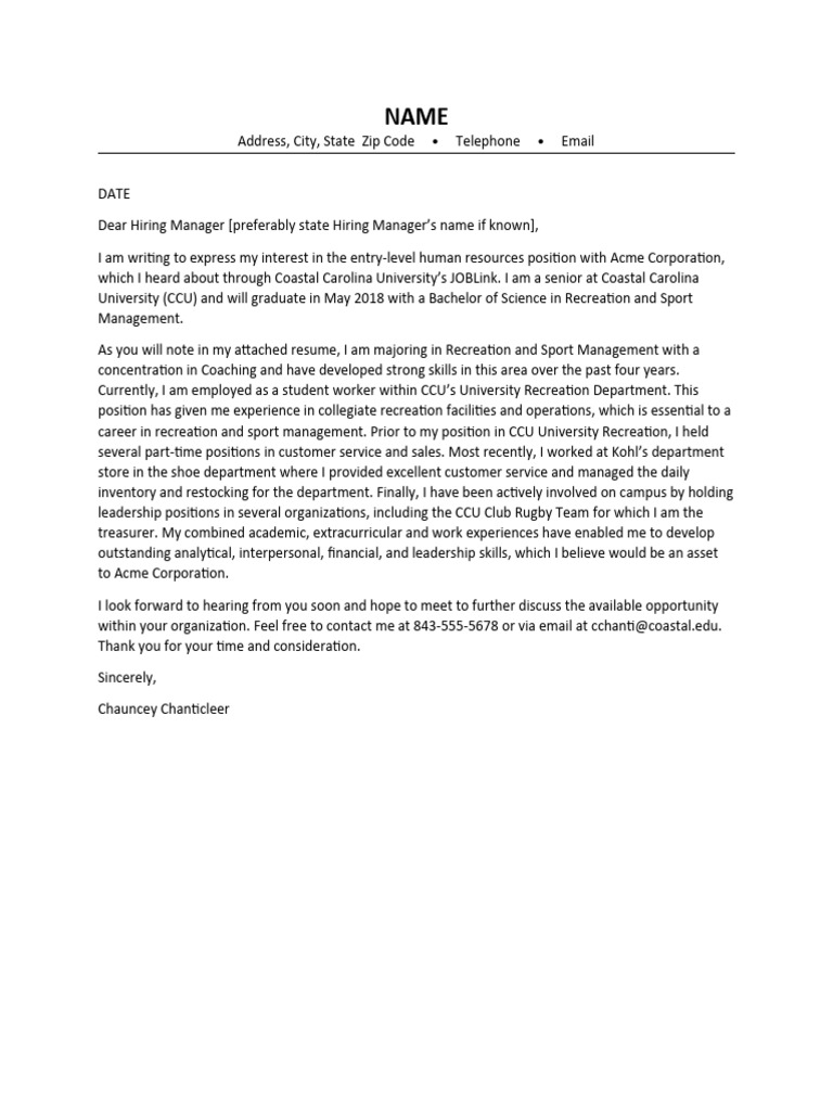 ccu cover letter template 1 1 | PDF