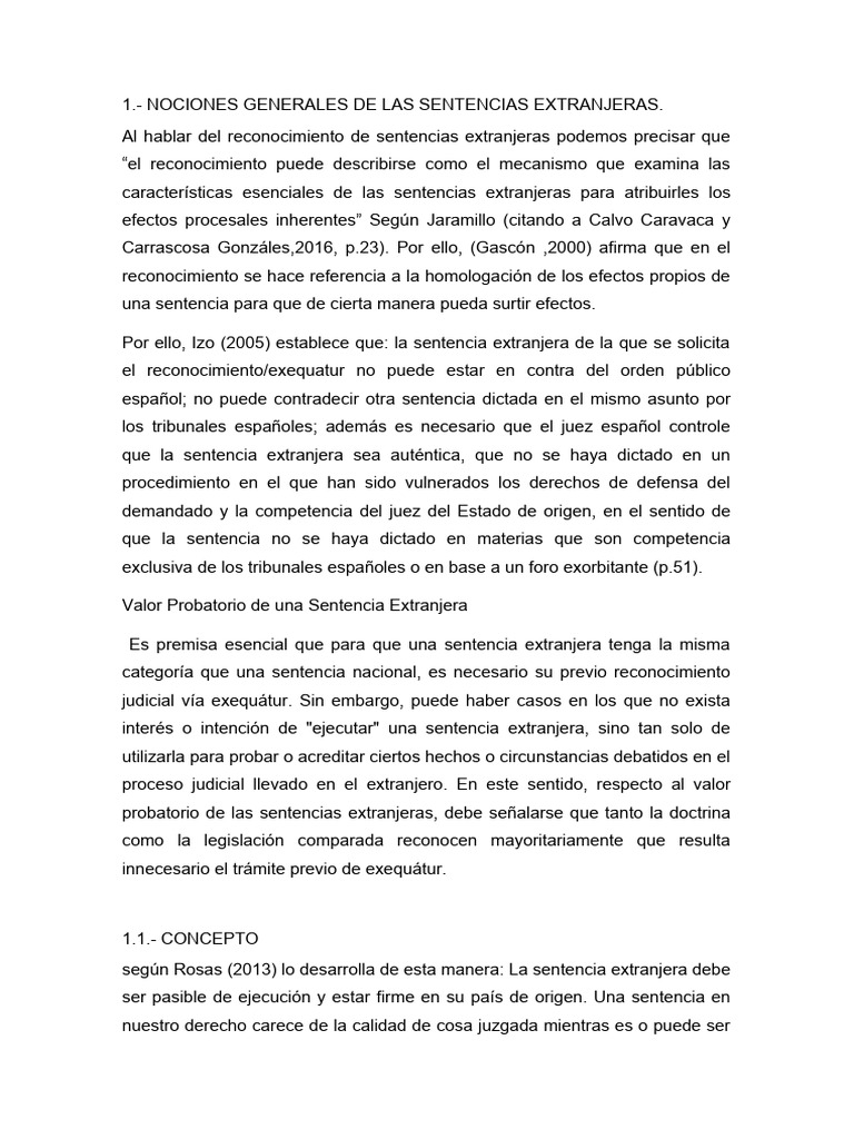 Nociones Generales de Las Sentencias Extranjeras. | PDF | Sentencia ...