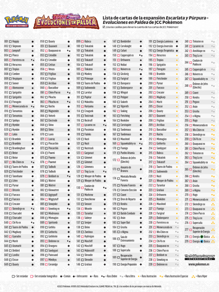 Lista de cartas Paldea Evolutions | PDF | Pokémon
