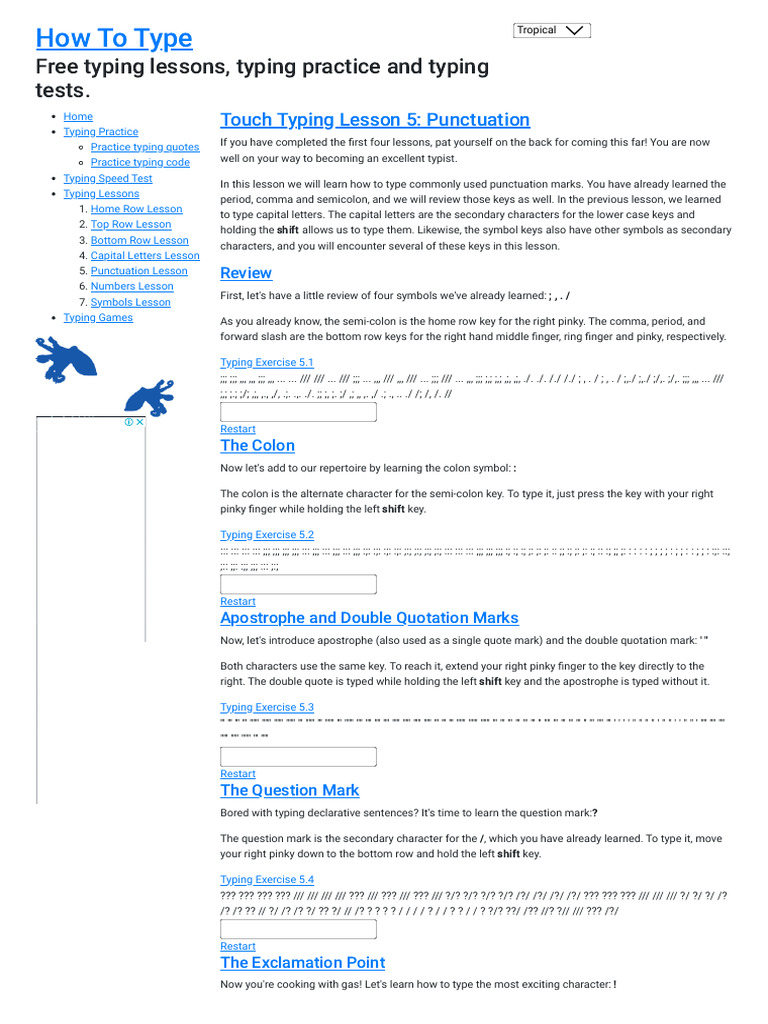 Touch Typing Lesson 5 - Punctuation - How To Type - Free Typing Lessons ...