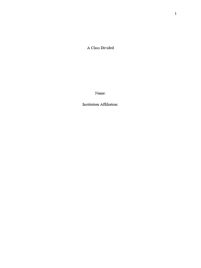 A Class Divided | Download Free PDF | Discrimination | Prejudices