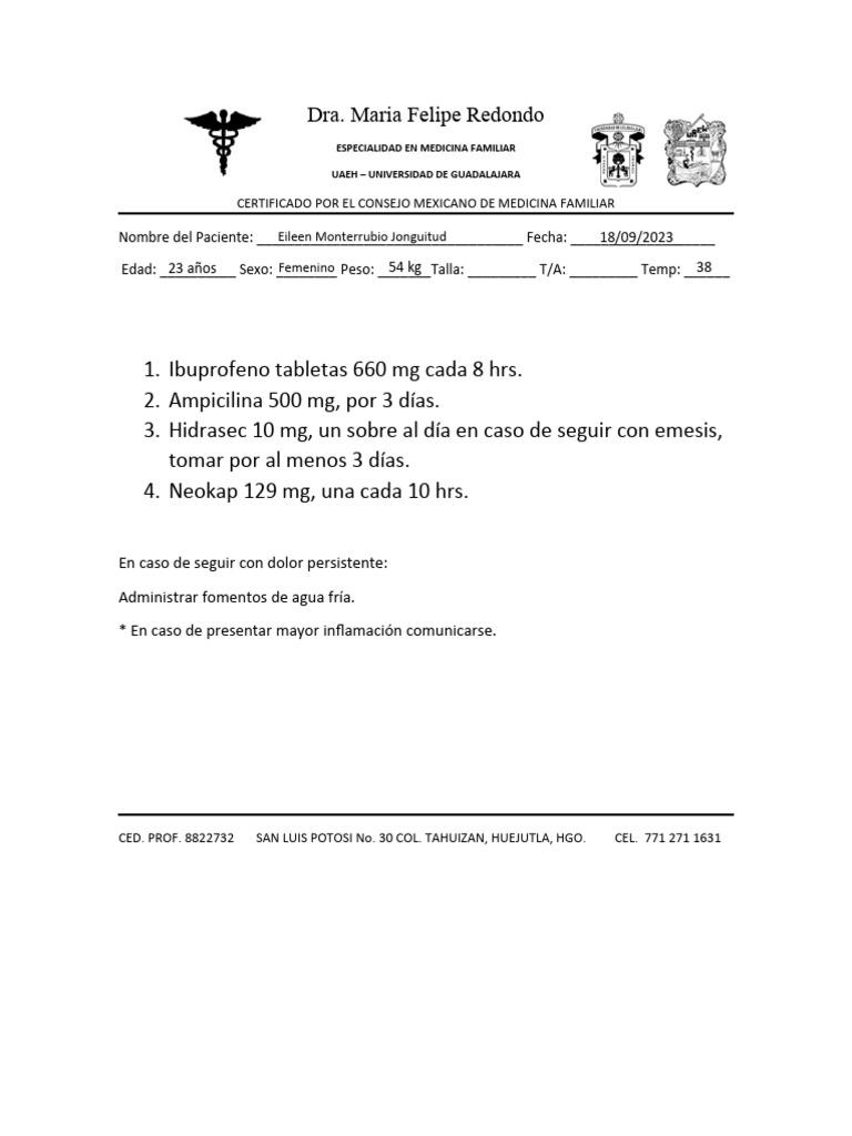 Dra. Maria Felipe Redondo: Eileen Monterrubio Jonguitud Femenino ...
