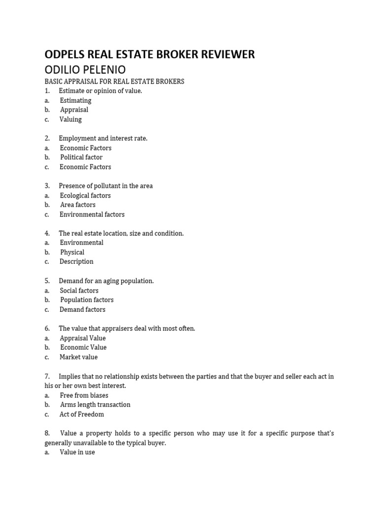 Real Estate Broker Appraisal Guide | PDF | Real Estate Appraisal ...