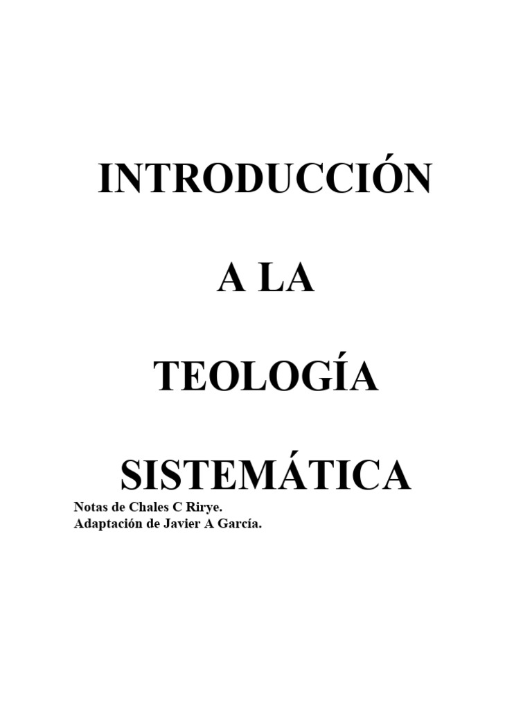 Introducción a la Teología Sistemática | PDF | Teología | Dios