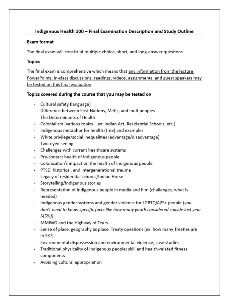 Final Exam Outline 2023 | PDF