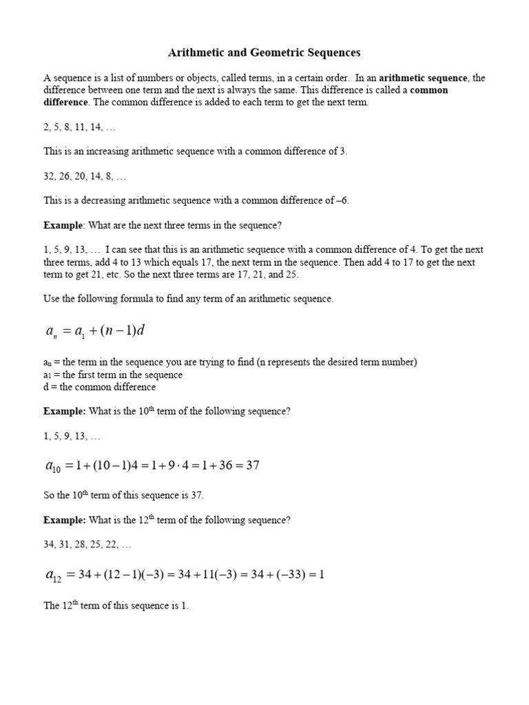 A A N D: Arithmetic and Geometric Sequences | Download Free PDF | Sequence | Mathematical Objects