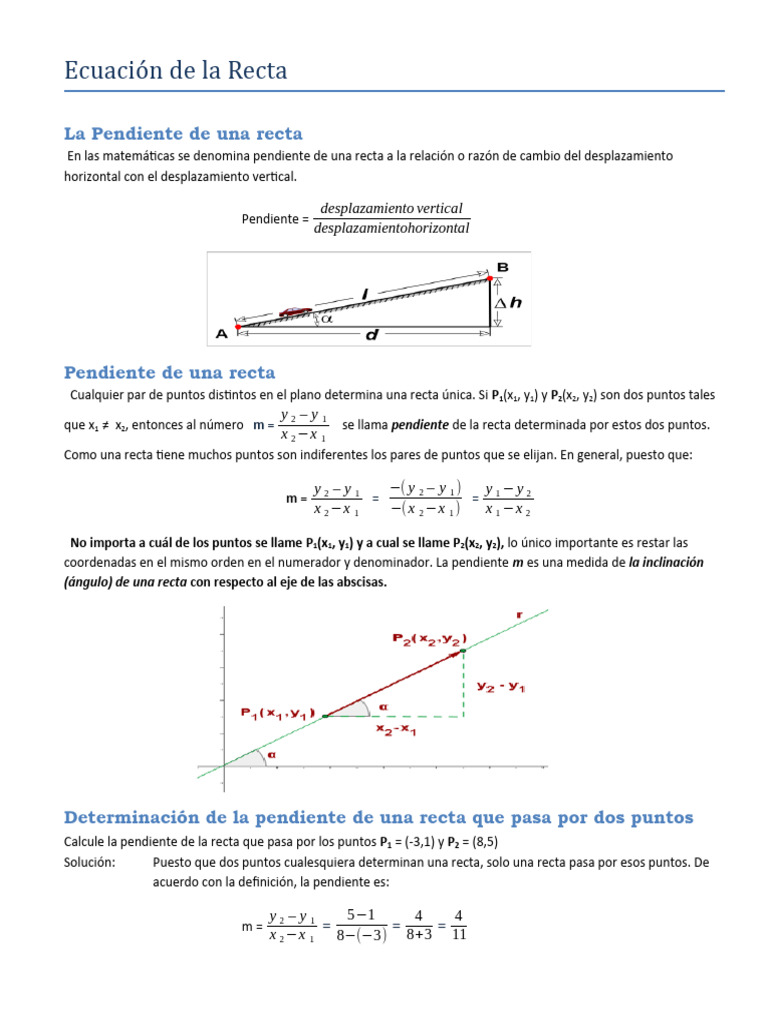 Ecuación de La Recta | PDF
