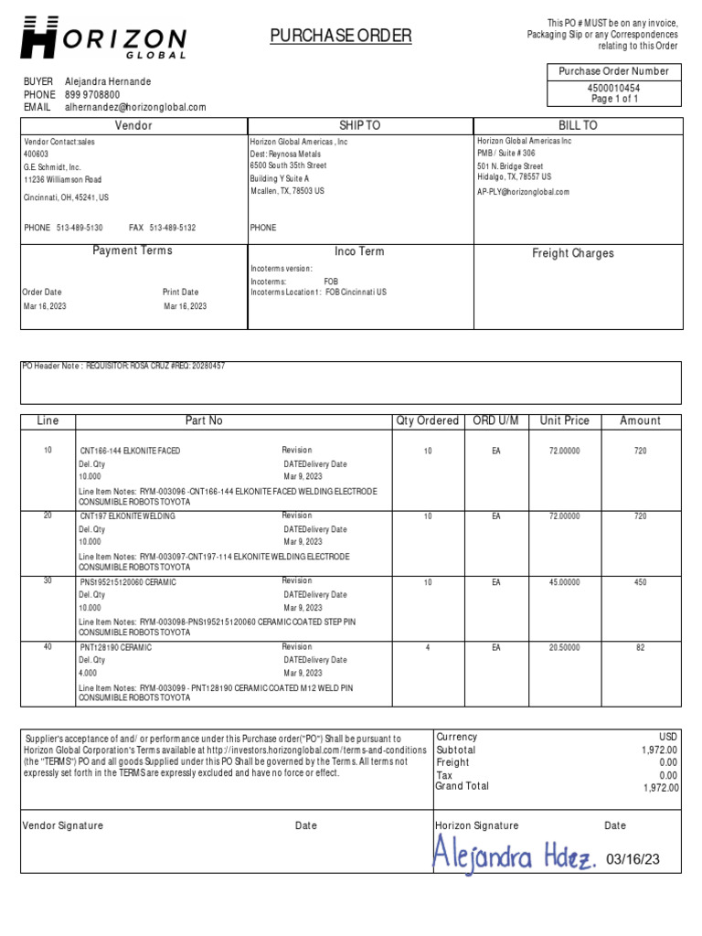 Horizon Global PO for Elkonite Products | PDF | Business Process ...