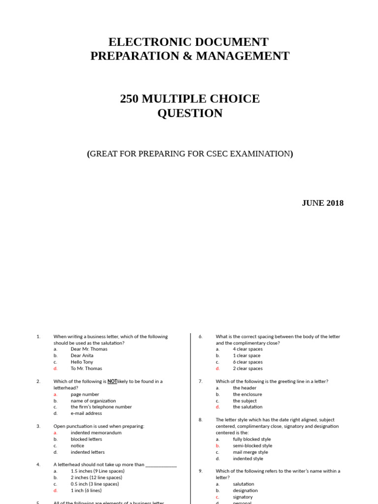 EDPM Multiple Choice Questions Guide | PDF