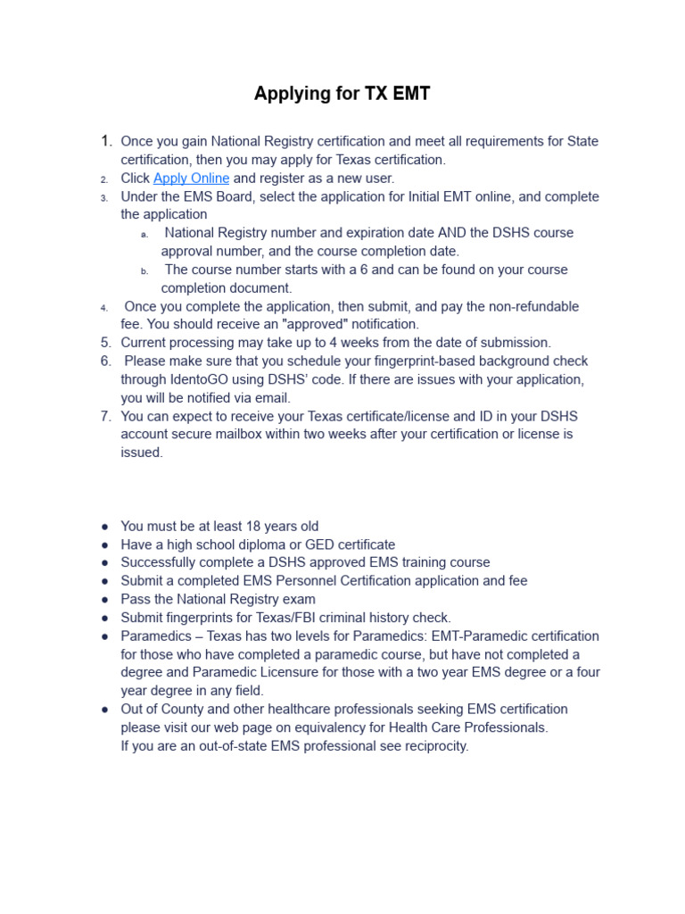 Texas EMT Certification Guide | PDF | Career & Growth | Finance & Money ...