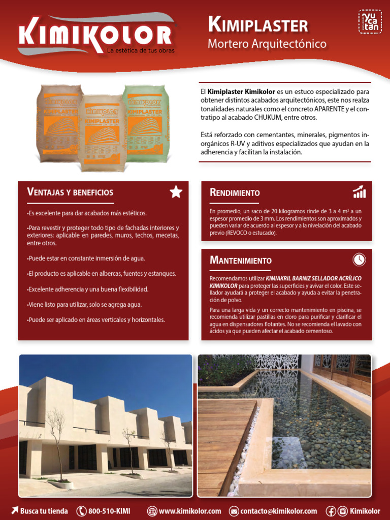 Ficha t Cnica Kimiplaster 2021 207a 1 | PDF | Agua | Hormigón