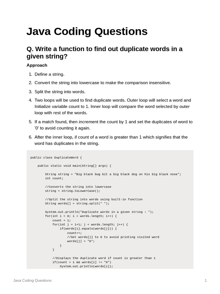 Java Coding Questions Pdf String Computer Science Parameter