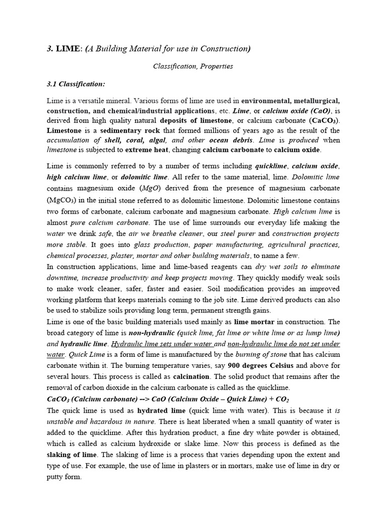 CIE 316 Lime | PDF | Lime (Material) | Building Engineering