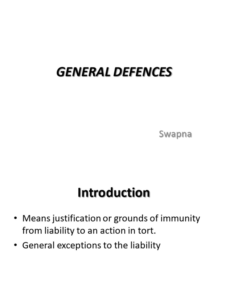 On General Defences | PDF | Consent | Tort