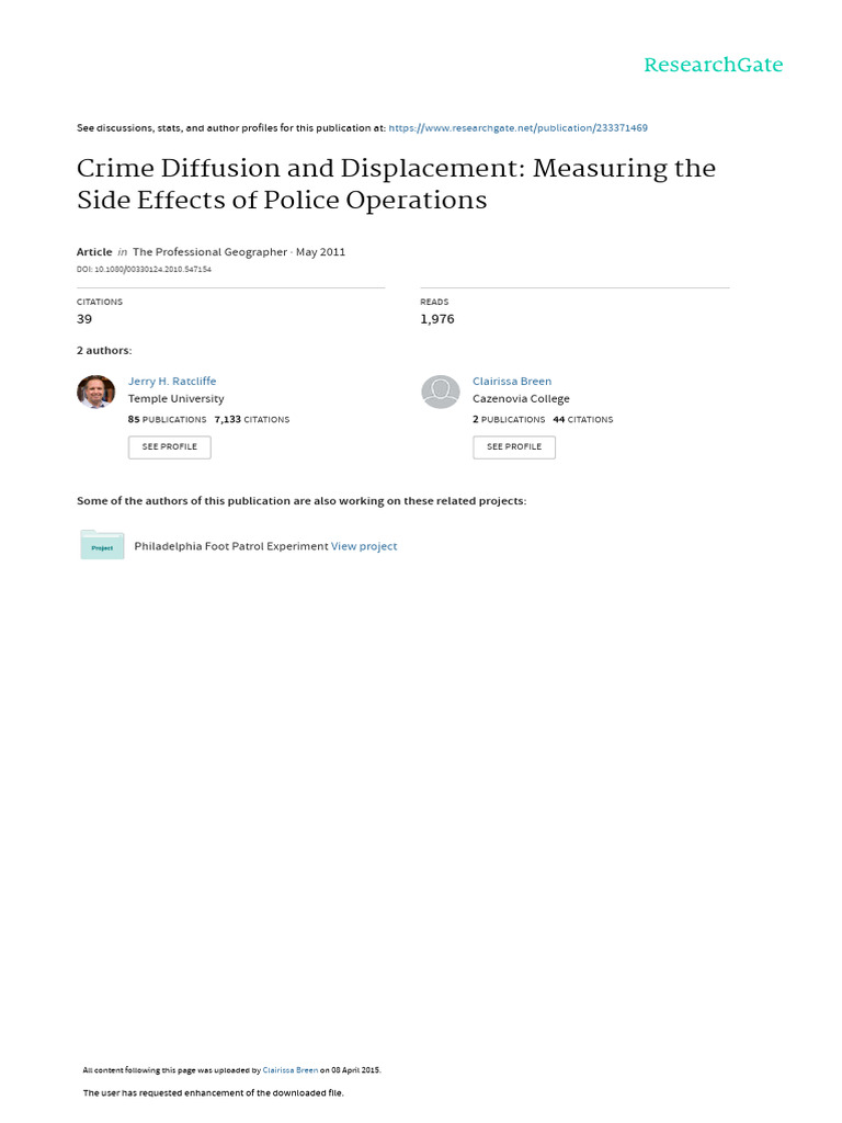 Crime Diffusion and Displacement Measuring The Sid | PDF
