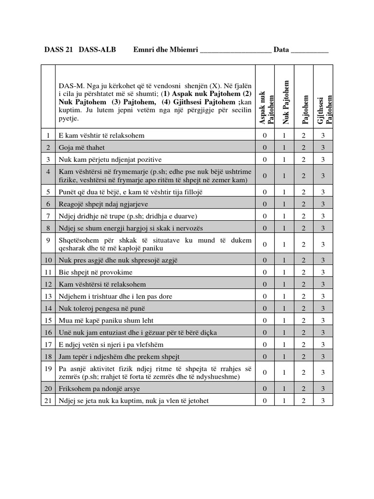 DASS21 Albanian | PDF