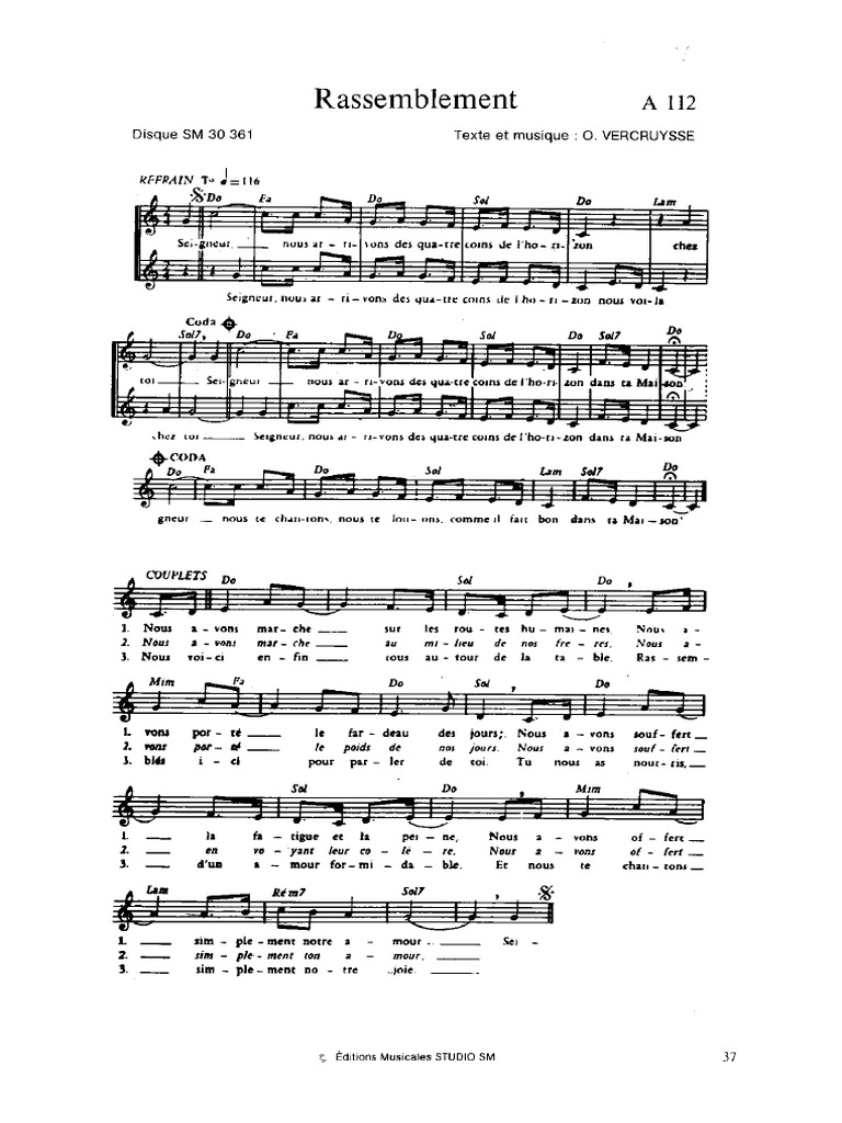 A112 - Seigneur Nous Arrivons Des Quatres Coins - CNT1-1 | PDF