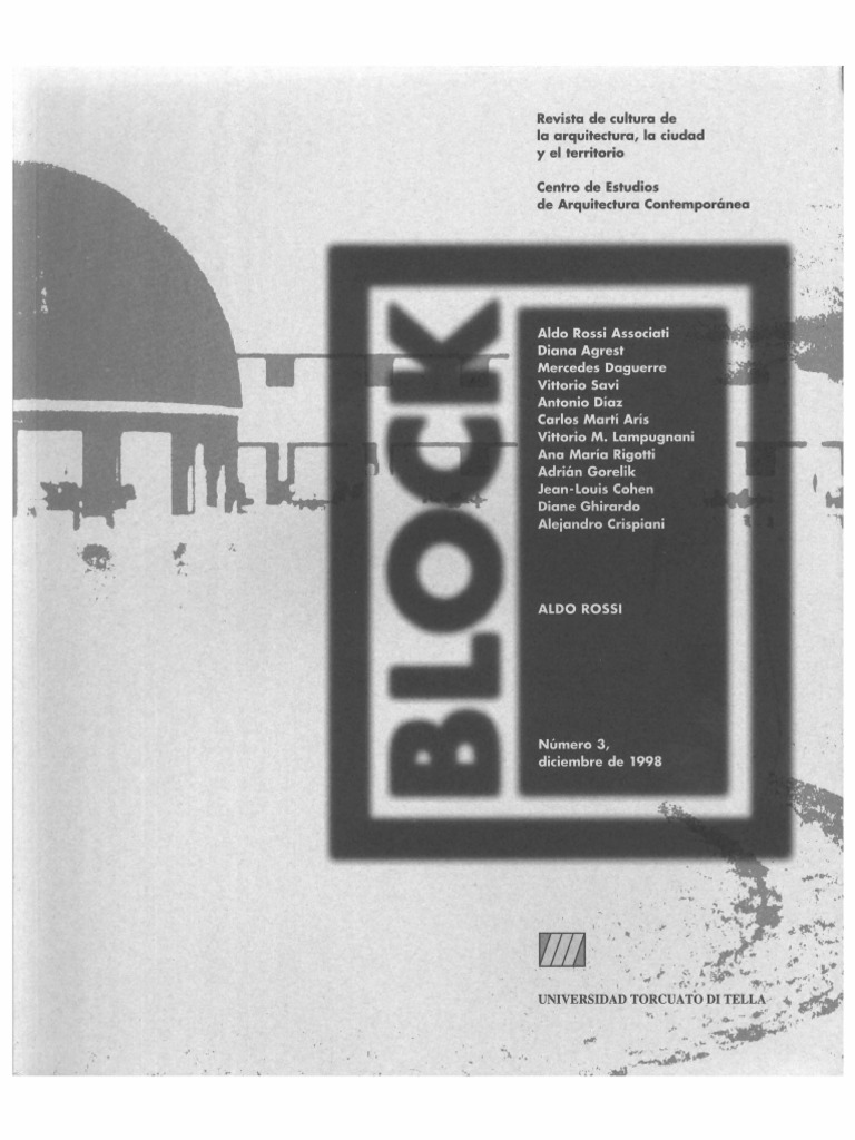 Block N°3 - Adrián Gorelik Articulo Aldo Rossi | PDF