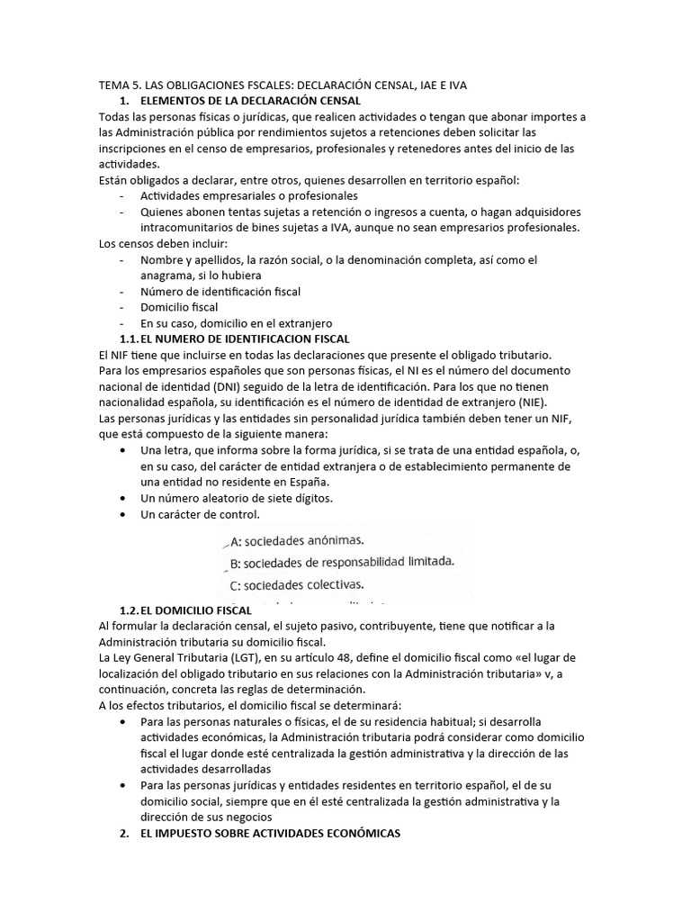 Obligaciones Fiscales: Censal, IAE, IVA | PDF | Impuestos | Impuesto corporativo