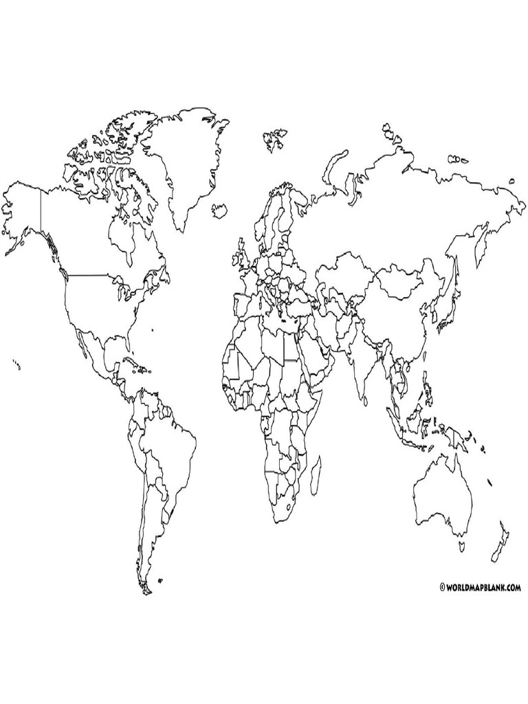 Blank World Map With Countries 02 A4 | PDF
