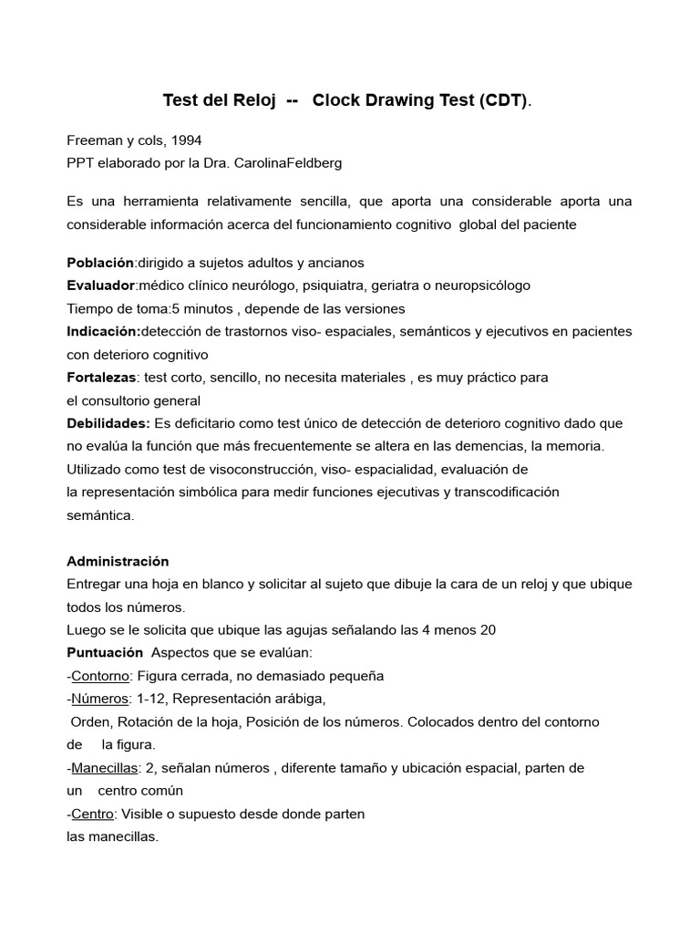 Test del Reloj | PDF | Reloj | Medicina