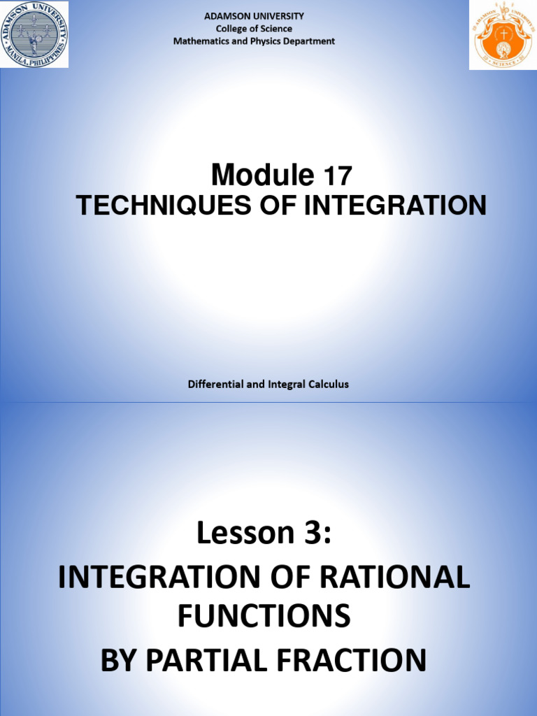 Week 15 (Part 3) - Integration by Partial Fractions | PDF
