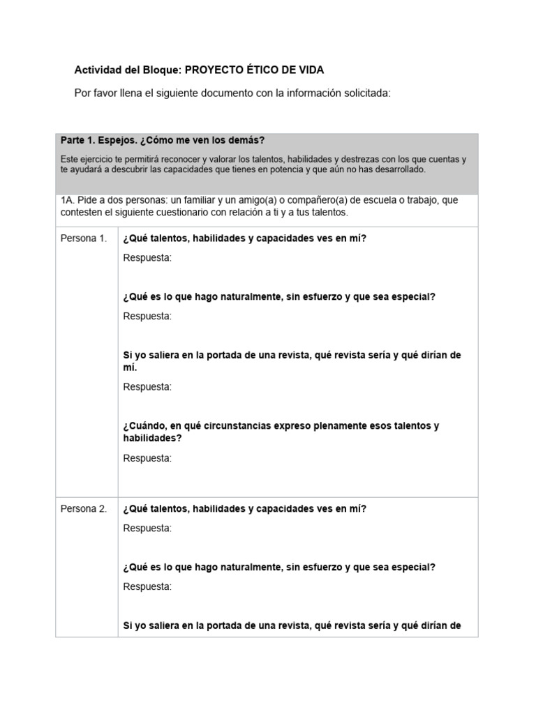 FORMATO El Alumno Como Ser Individual-Proyecto Ético de Vida | PDF