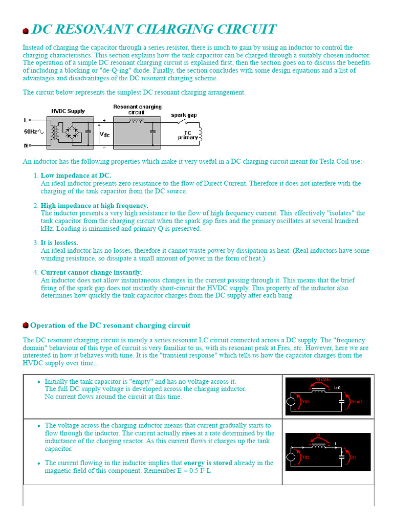 DC Tesla Coil Design | Download Free PDF | Inductor | Capacitor