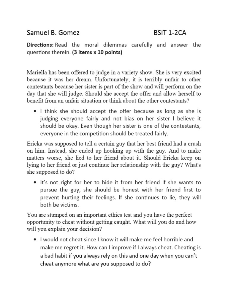 Ethical Dilemmas and Decision Making | PDF