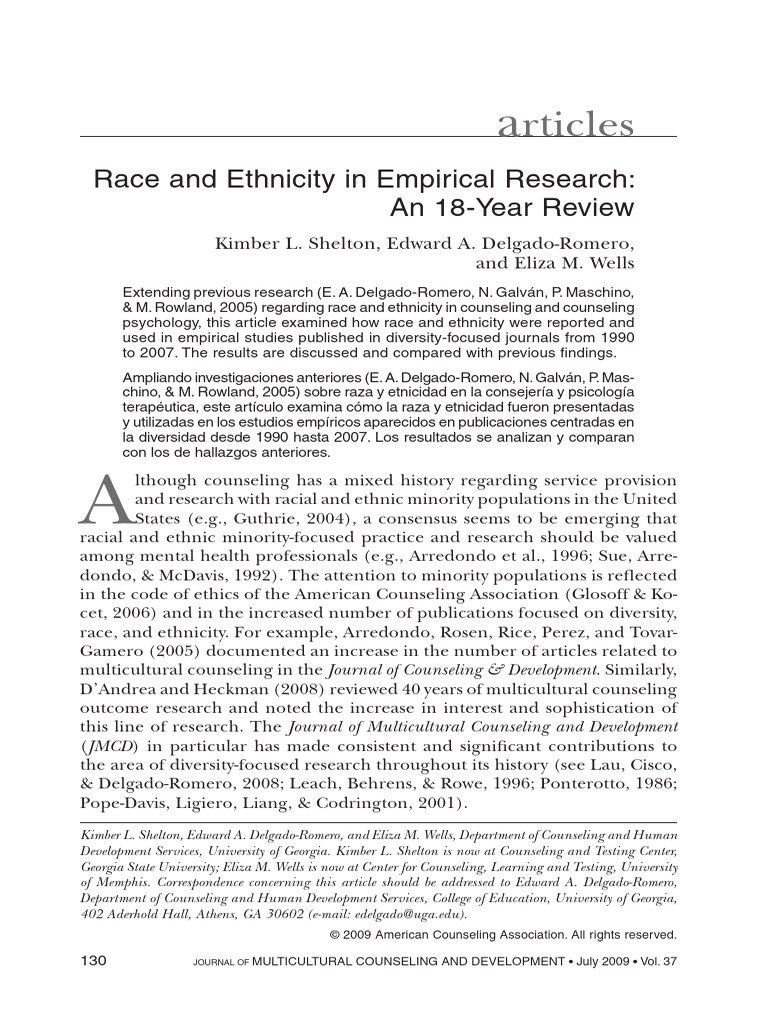 Race And Ethnicity In Empirical Research Pdf Counseling Psychology Race Human Categorization 