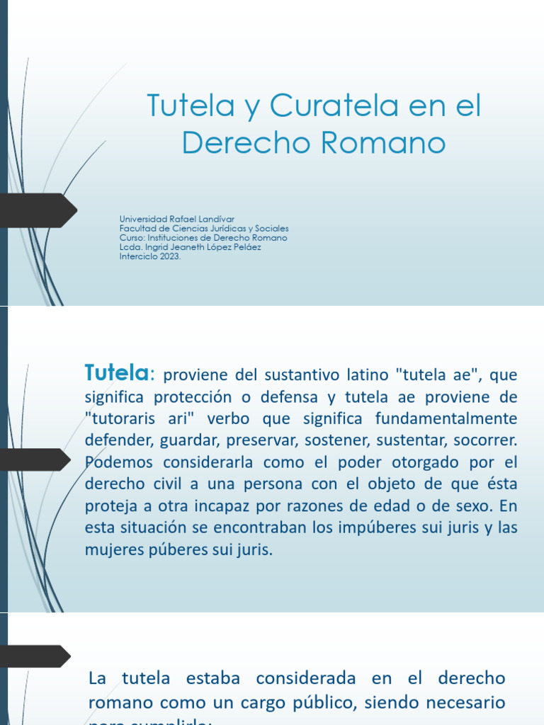 Tutela y Curatela en Derecho Romano | PDF