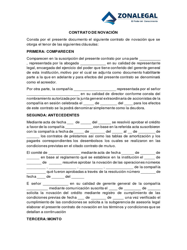 Contrato de Novacion | PDF | Interés | Pagos