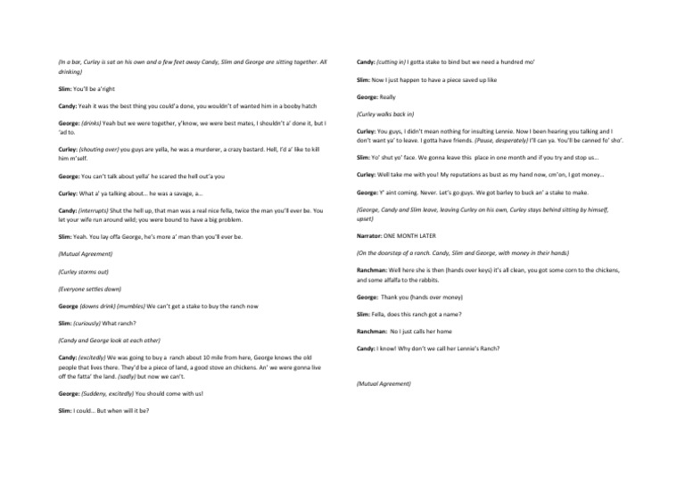 Of Mice and Men Drama Script