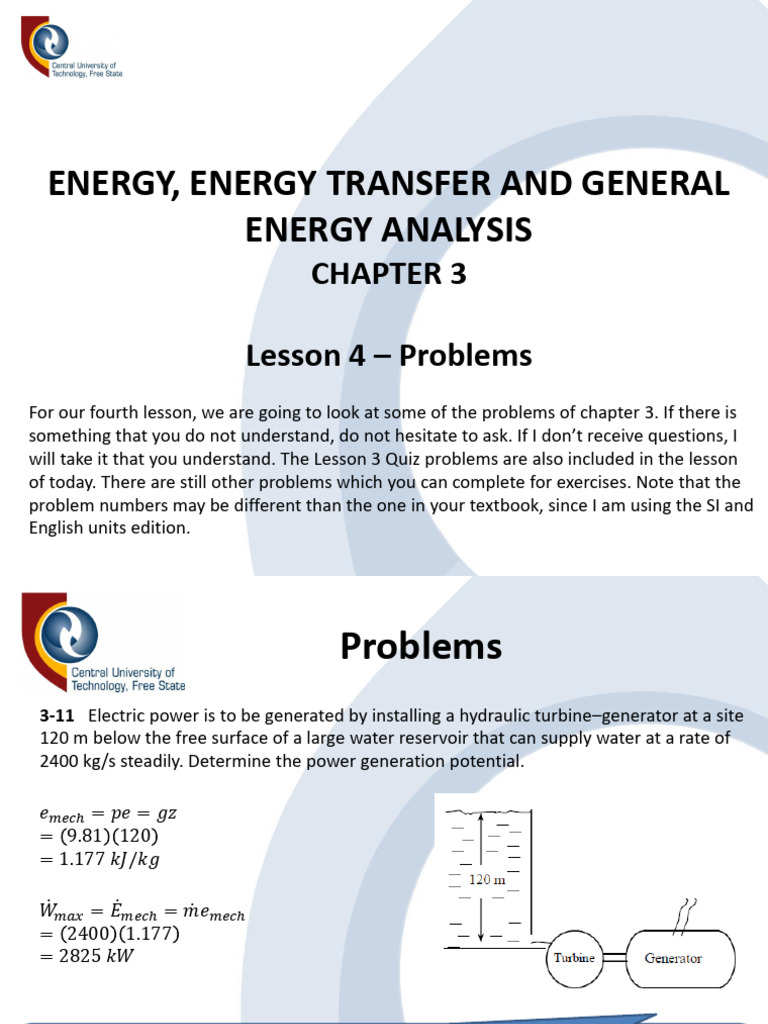 Lesson 4 - MTF1 - Energy, Energy Transfer and General Energy Analysis - 2021 | PDF | Flow ...