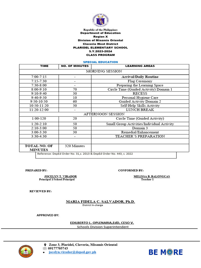 Sped Class Program | PDF