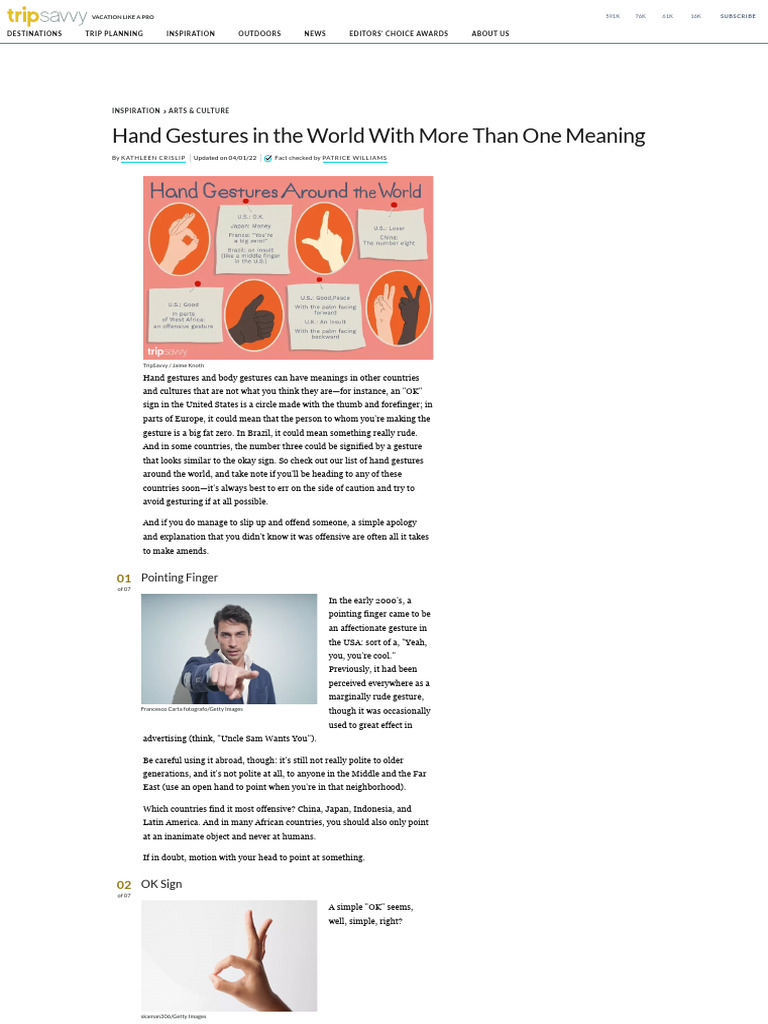 Hand Gestures With More Than One Meaning | PDF | Hand | Nonverbal Communication