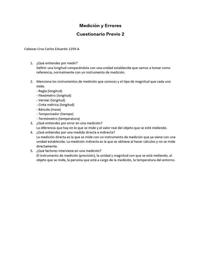 Cuestionario Previo 2 | PDF