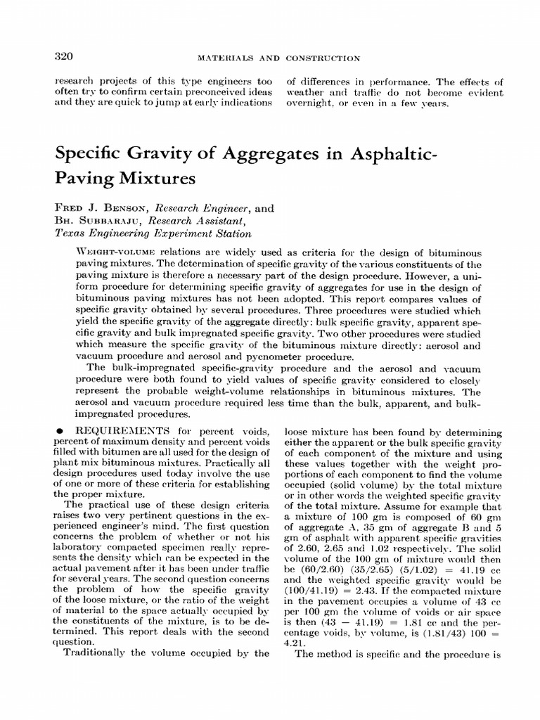 Specific Gravity of Aggregates in Asphaltic-Paving Mixtures | PDF