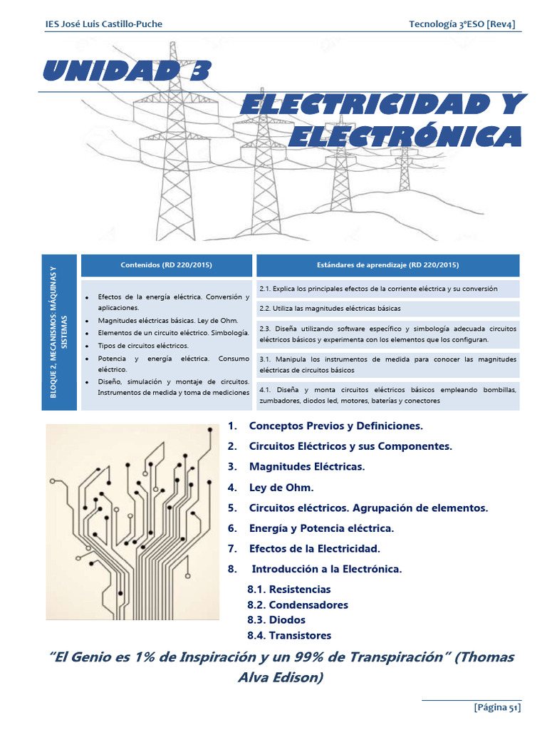 Ud3. Electricidad y Electrónica | PDF | Corriente eléctrica ...