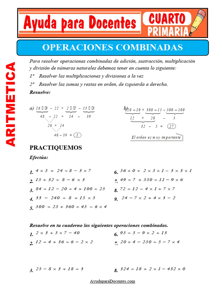 Operaciones Combinadas: Guía Práctica | PDF