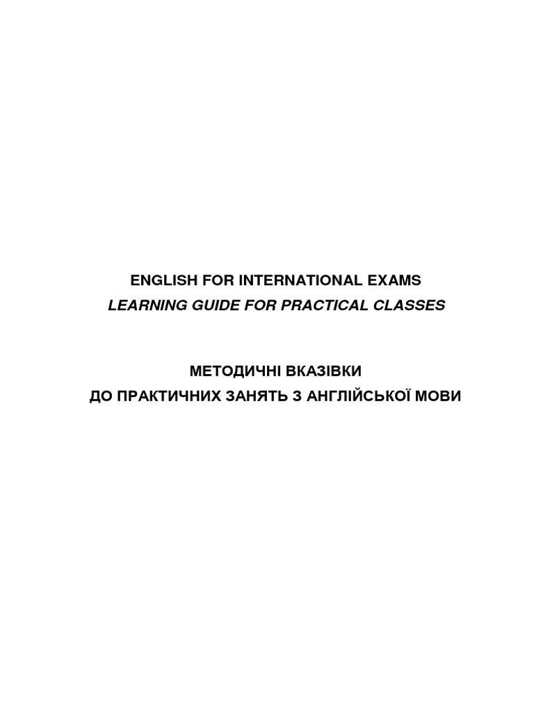 Iukhno English for International Exams. Learning Guide for Practical Classes | PDF