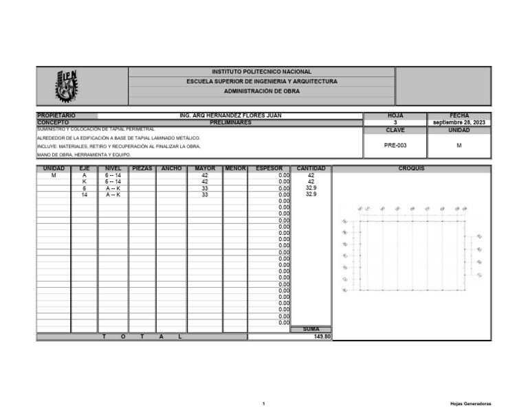 Suministro y Colocacion de Tapial Perimetral | Descargar gratis PDF ...