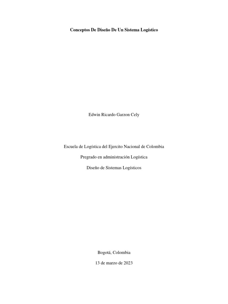Conceptos de Diseño de Un Sistema Logístico | PDF