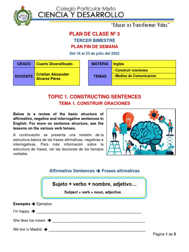 4to Diver - Plan de Clase #3 | PDF | Unidades Semánticas | Tipología Lingüística